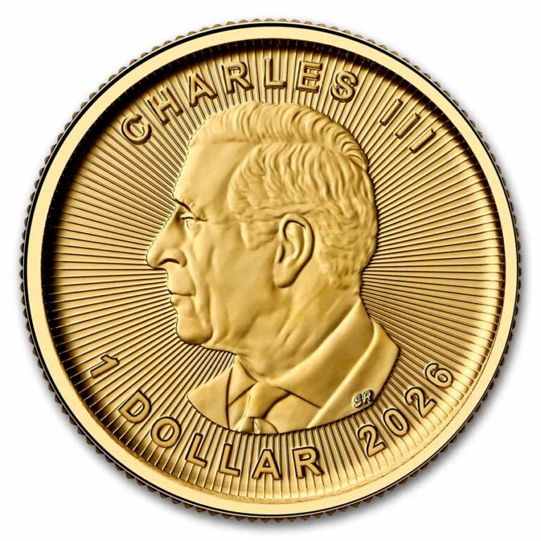 Buy 2026 1/20 oz. Gold Canadian Maple Leaf Coin (BU) - First Gold Group